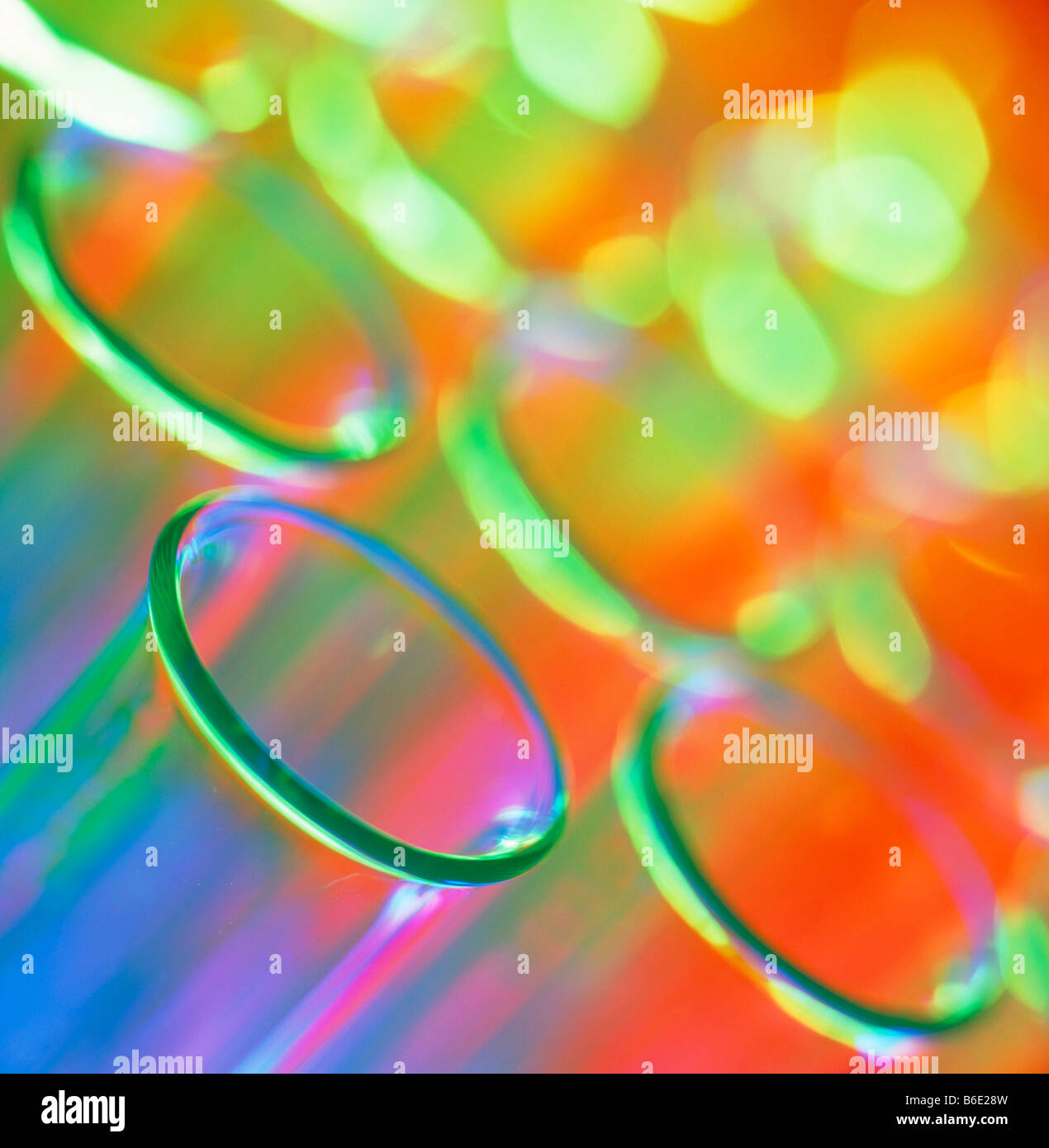 Test tubes. Rows of test tubes illuminated by red and green light Stock ...