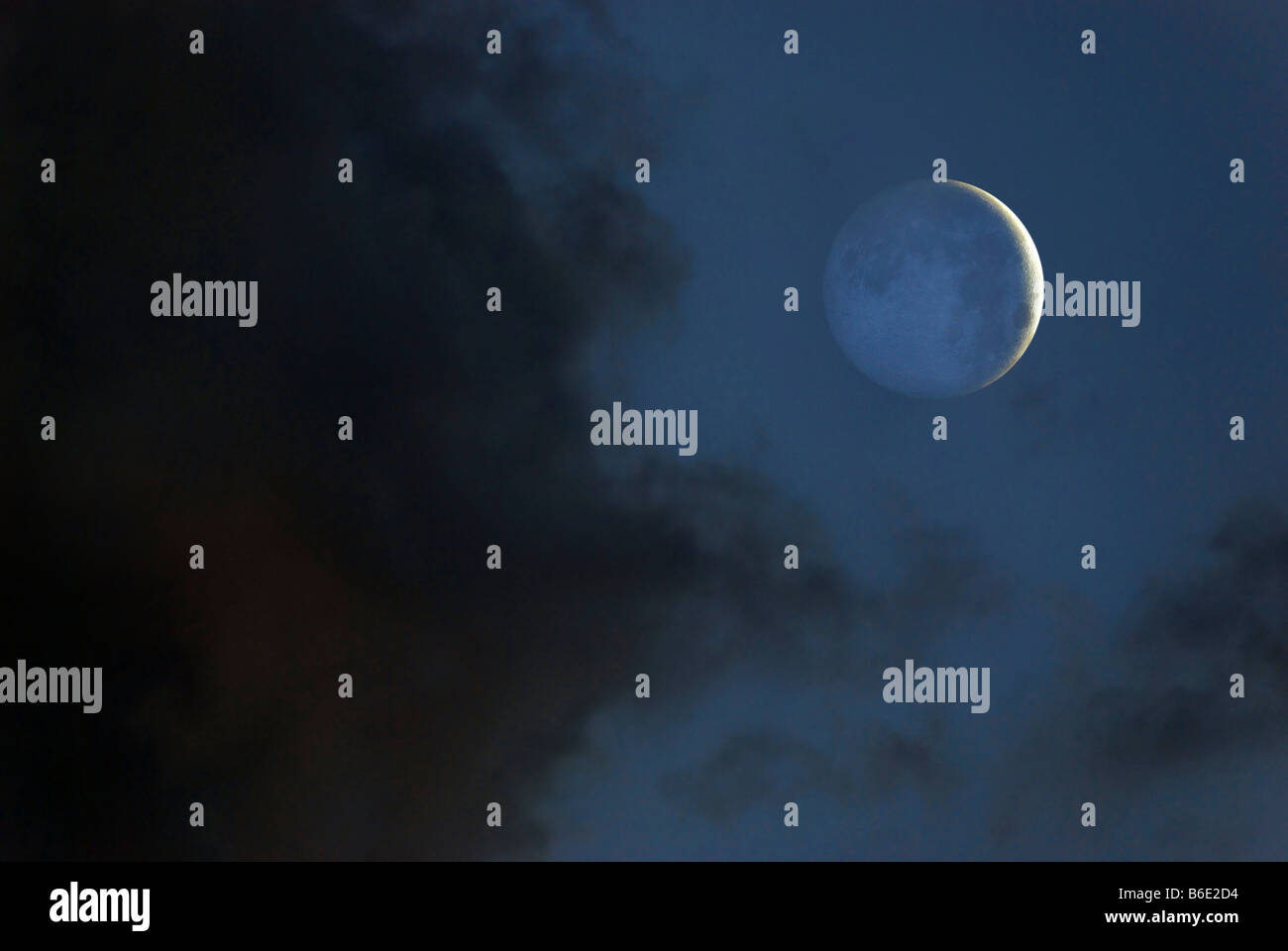 Earthshine. Artwork of earthshine, a phenomenon where the Moon is ...