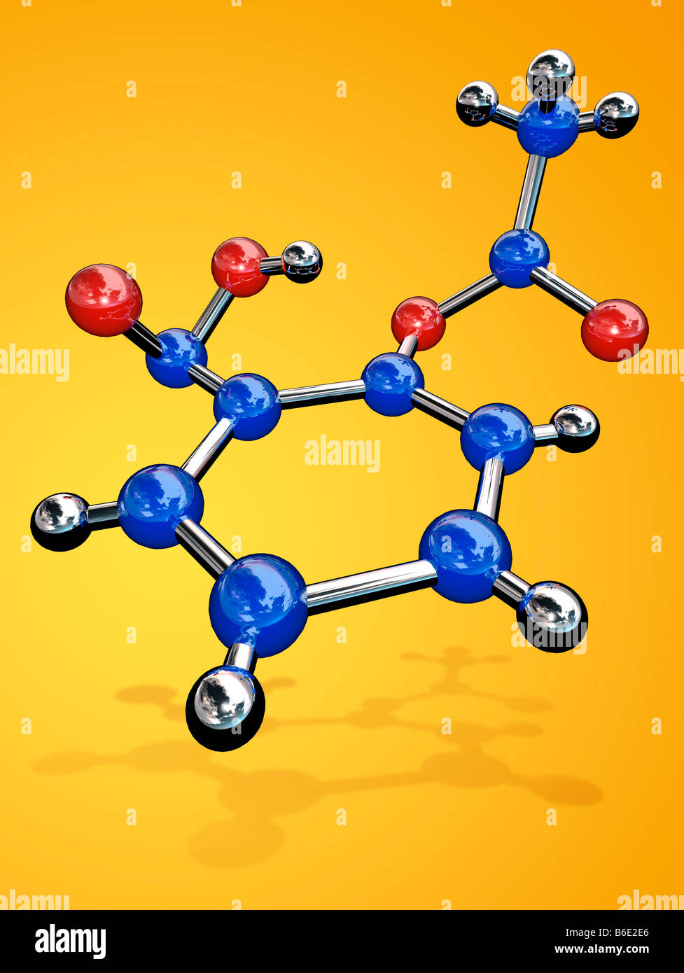Aspirin. Molecular model of the drug aspirin (acetylsalicylic acid ...