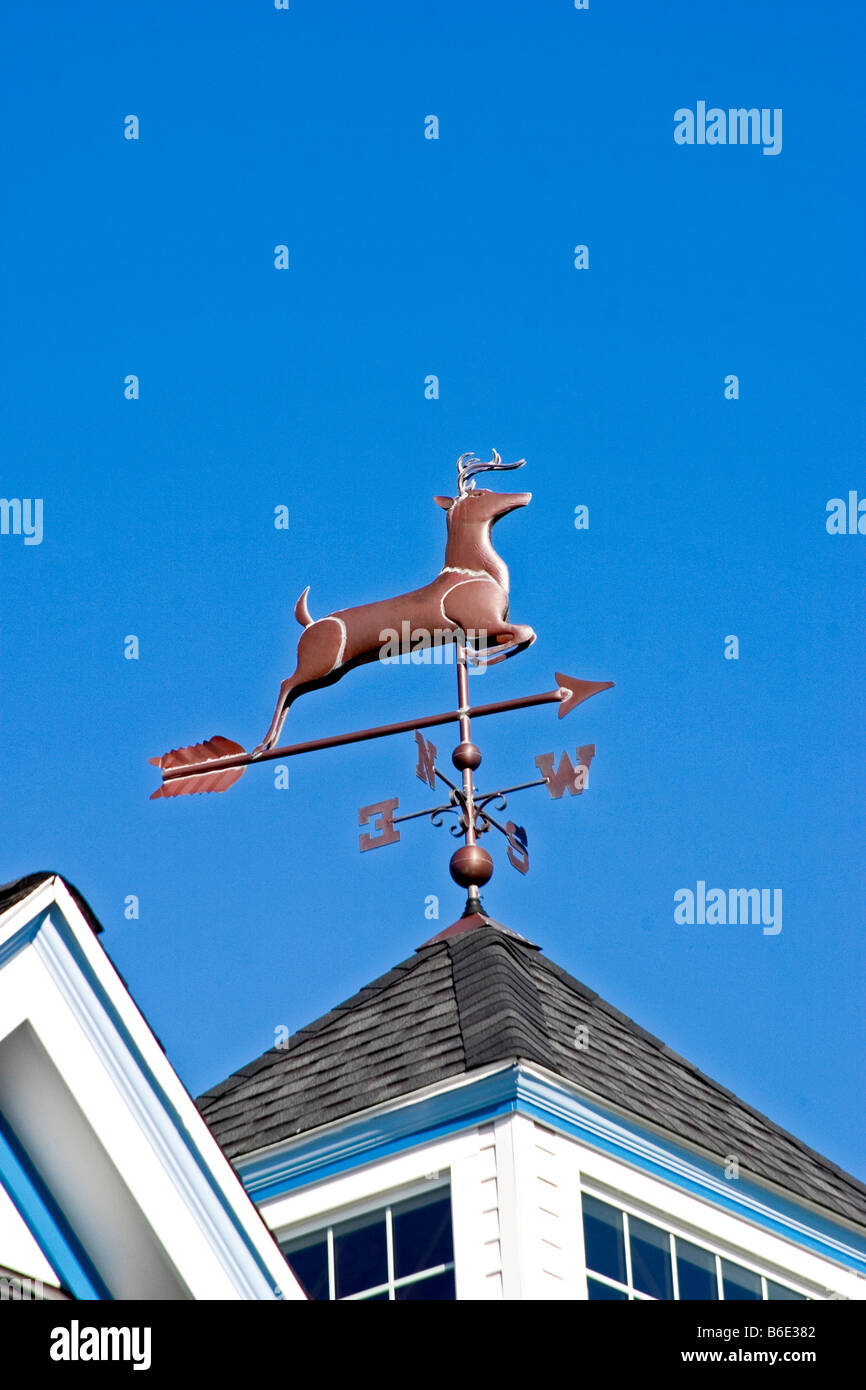 Reindeer weathervane on a rooftop in Cape Cod, Massachusetts Stock ...