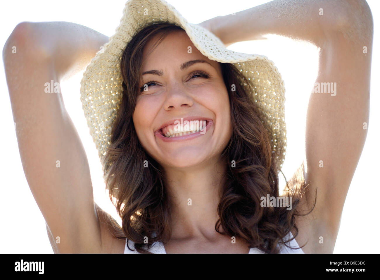 One woman happy arms behind head hi-res stock photography and images ...
