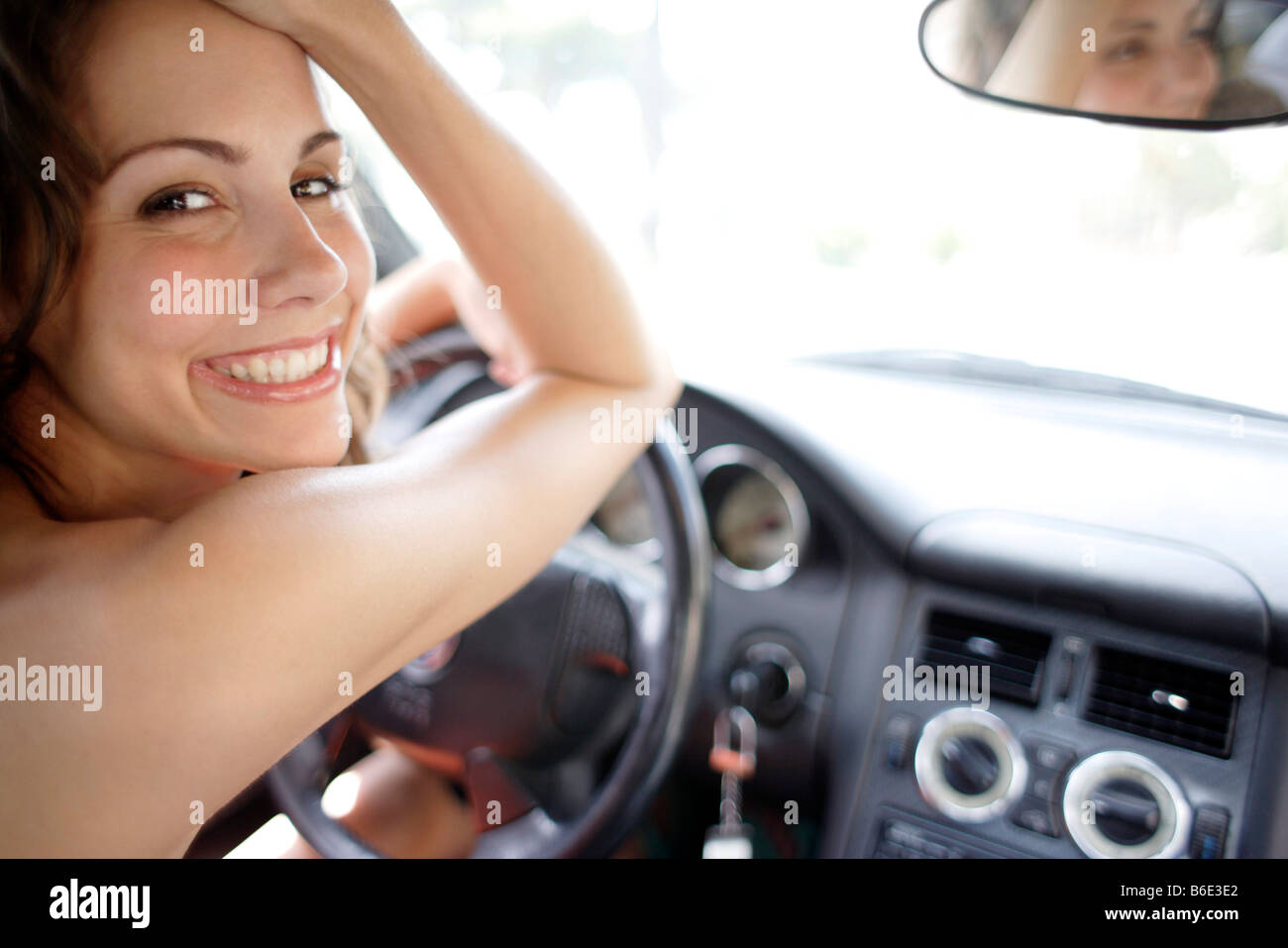 Woman car rear view mirror windscreen hi-res stock photography and ...