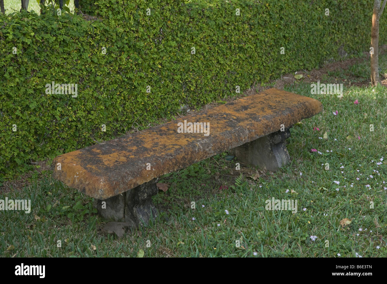 Bench, bus stop, old bench Stock Photo - Alamy