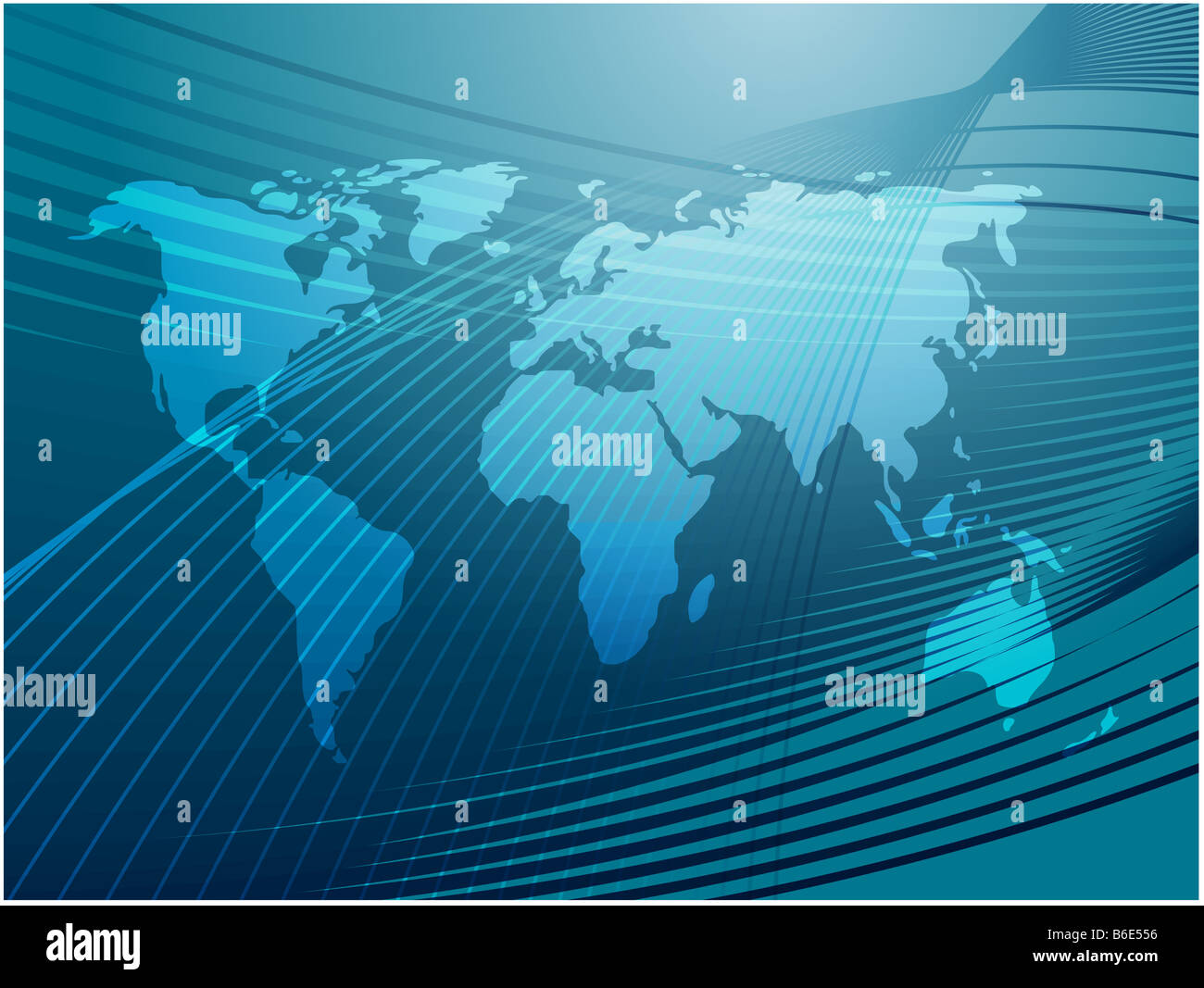 Map of the world illustration with abstract curved lines Stock Photo ...