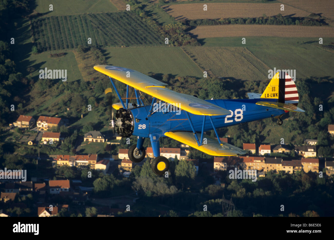 Old american trainer biplane Boeing PT-17 Kaydet / Stearman model 75 in ...