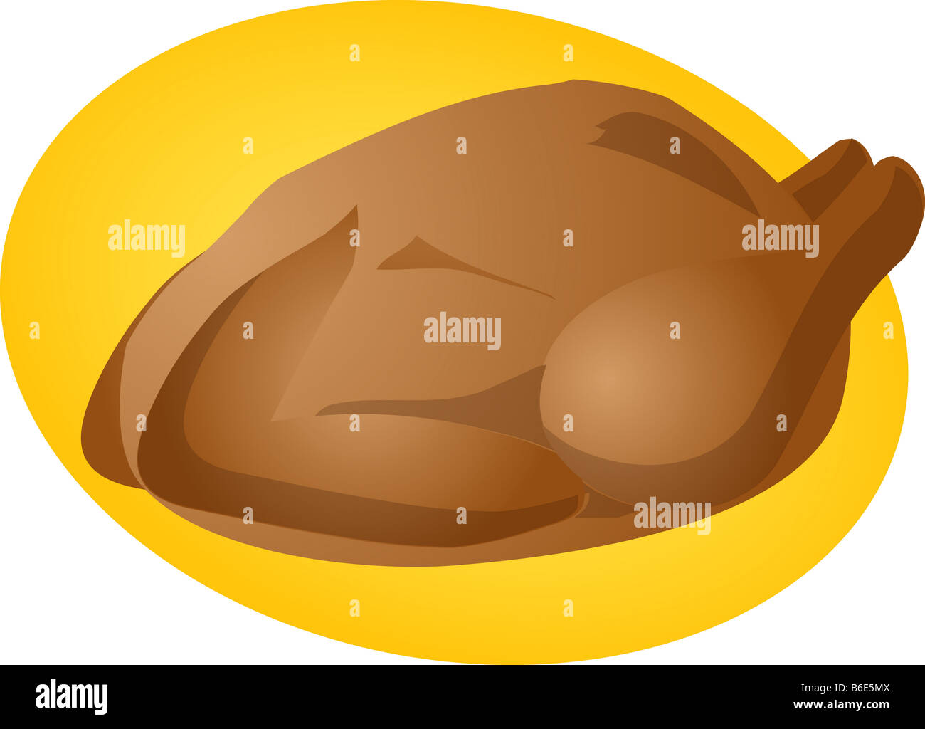 Whole roast chicken cooked food illustration clipart Stock Photo - Alamy