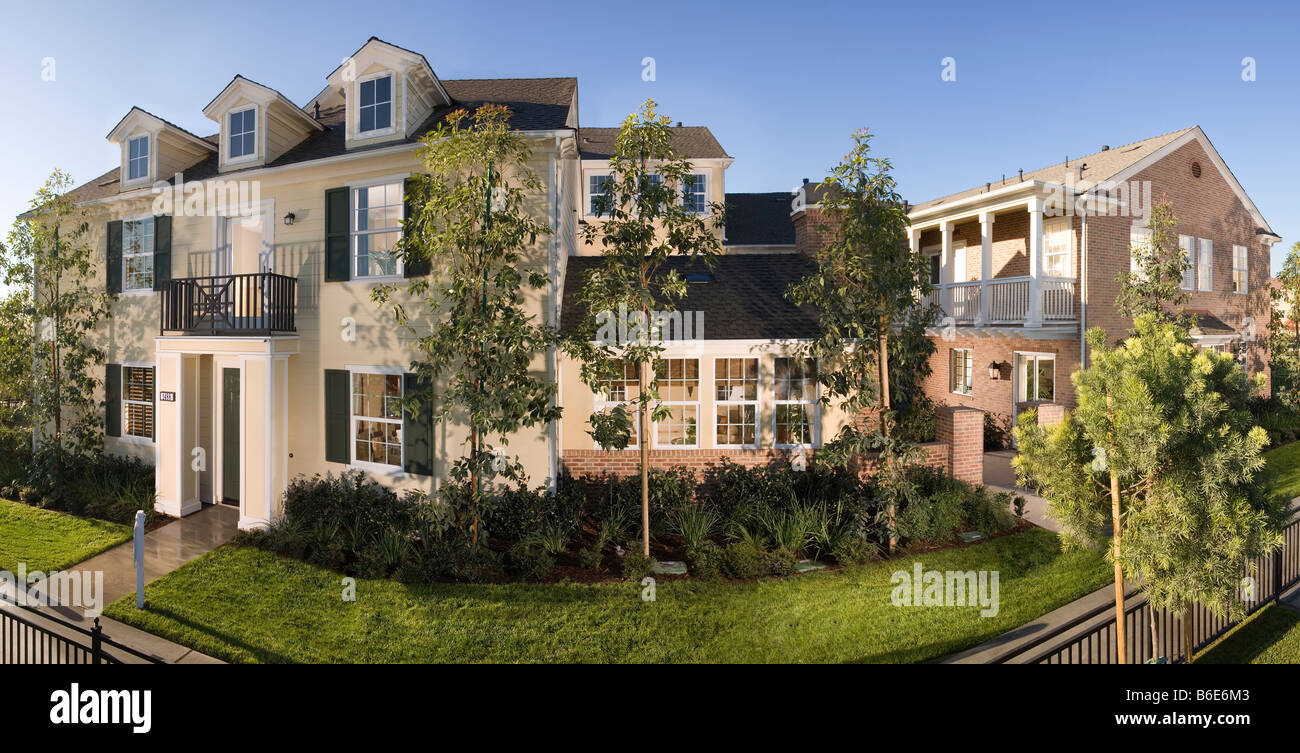 Panoramic, Exterior colonial revival style home Stock Photo - Alamy
