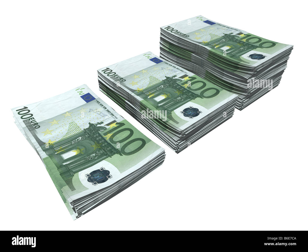 bundles of euro notes over white Stock Photo - Alamy
