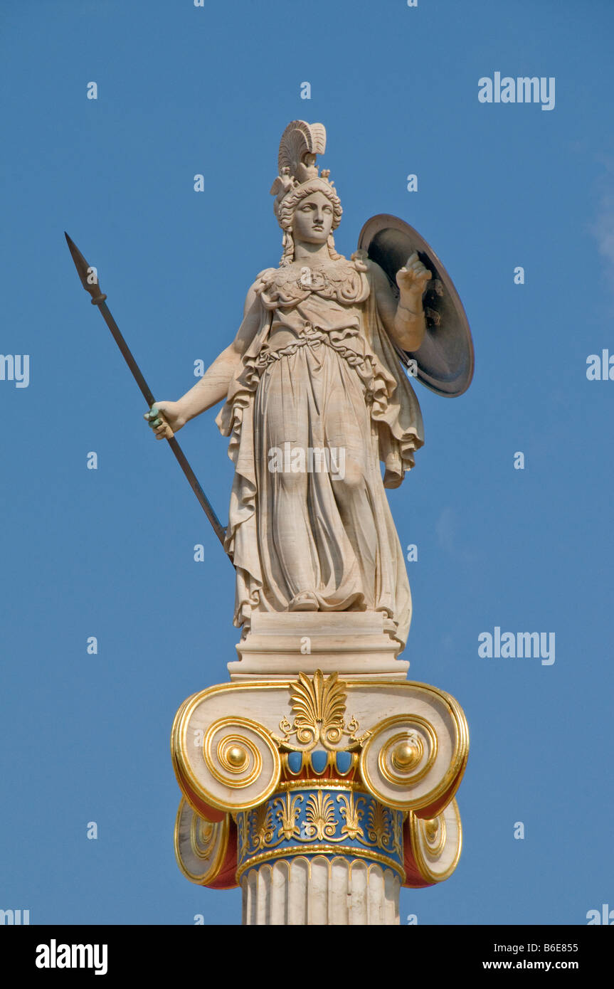 The modern Academy of Athens sculpture statue Greece Greek Stock Photo ...