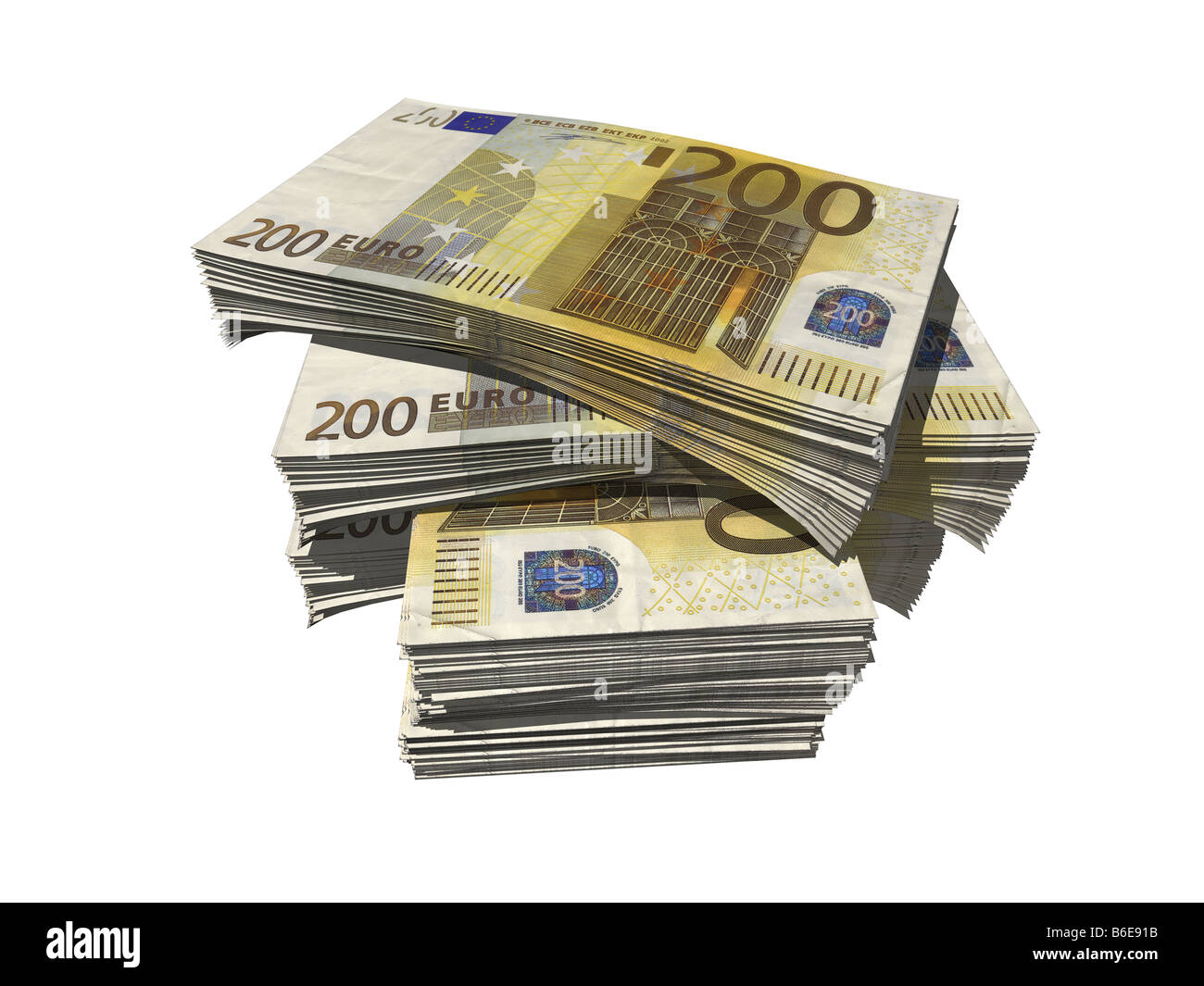 bundles of euro notes over white Stock Photo - Alamy