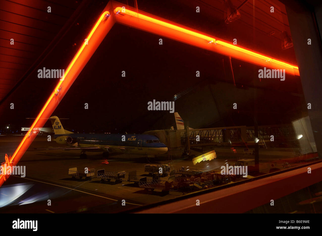 Riga International airport (RIX) terminal at night. Latvia Stock Photo ...