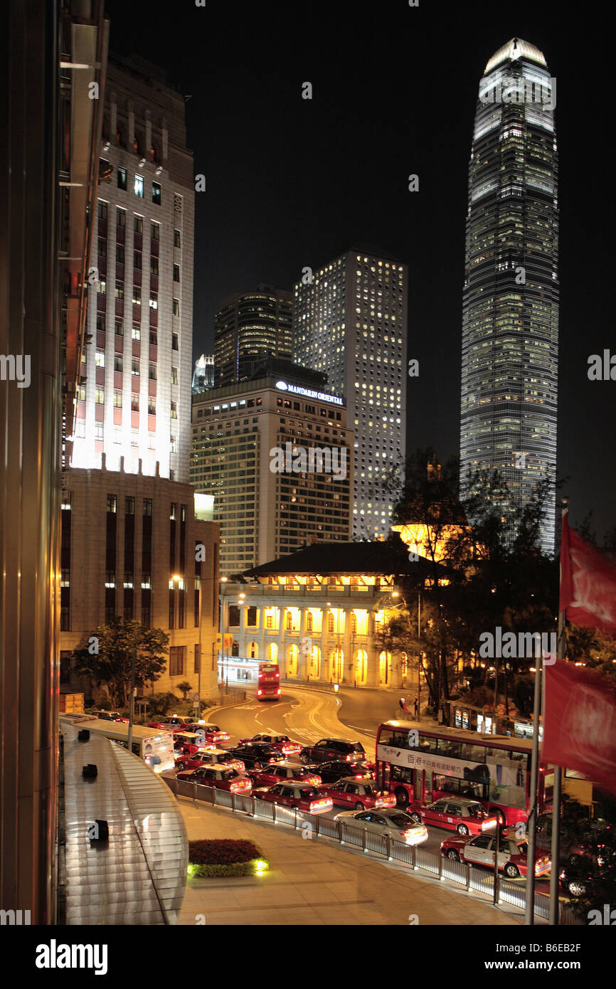 China Hong Kong Central District street scene at night Stock Photo - Alamy