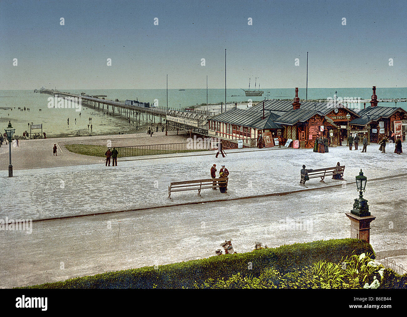English seaside Pier: Southport beach, Merseyside, England Stock Photo ...