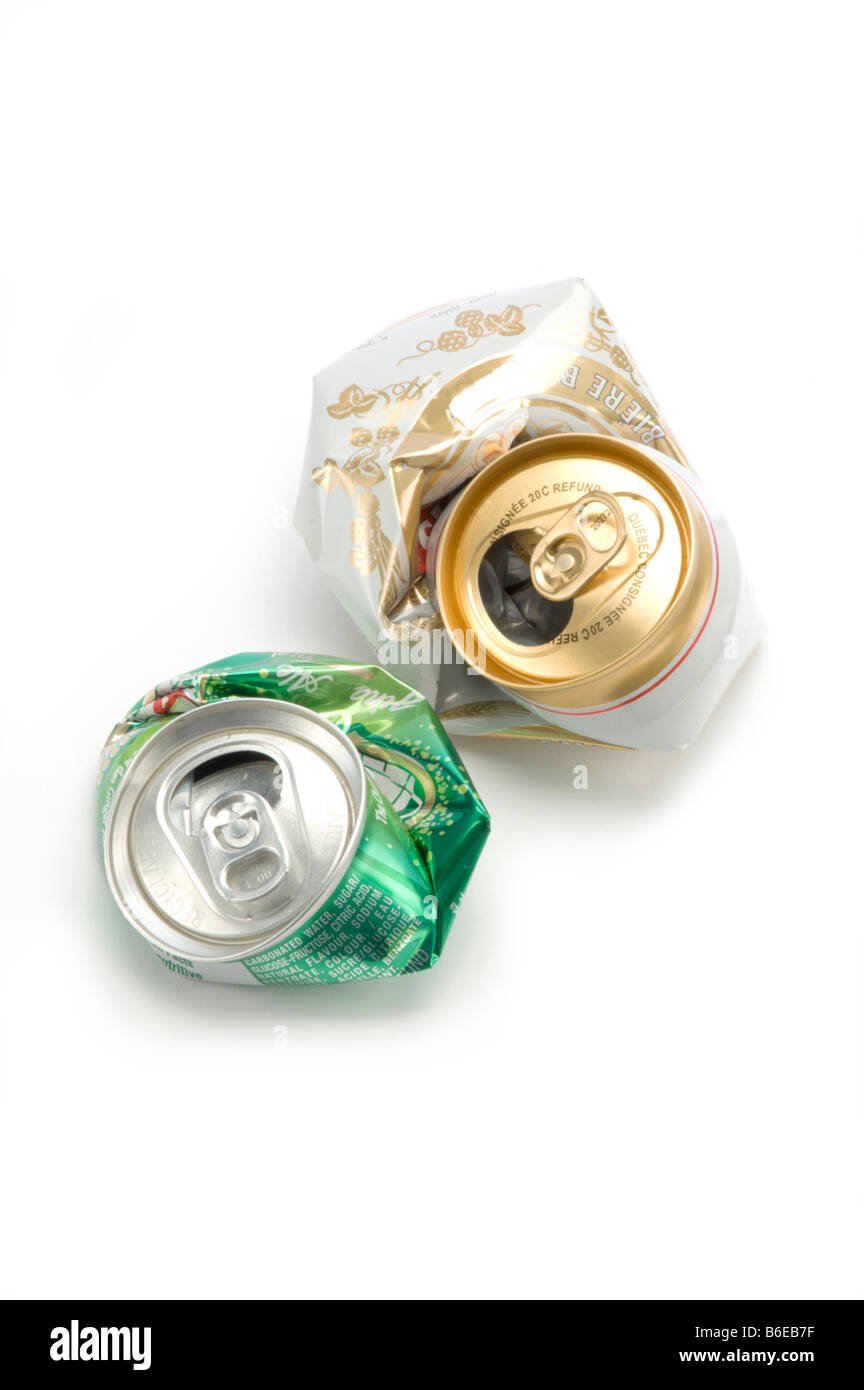 Crushed drink tins Stock Photo - Alamy