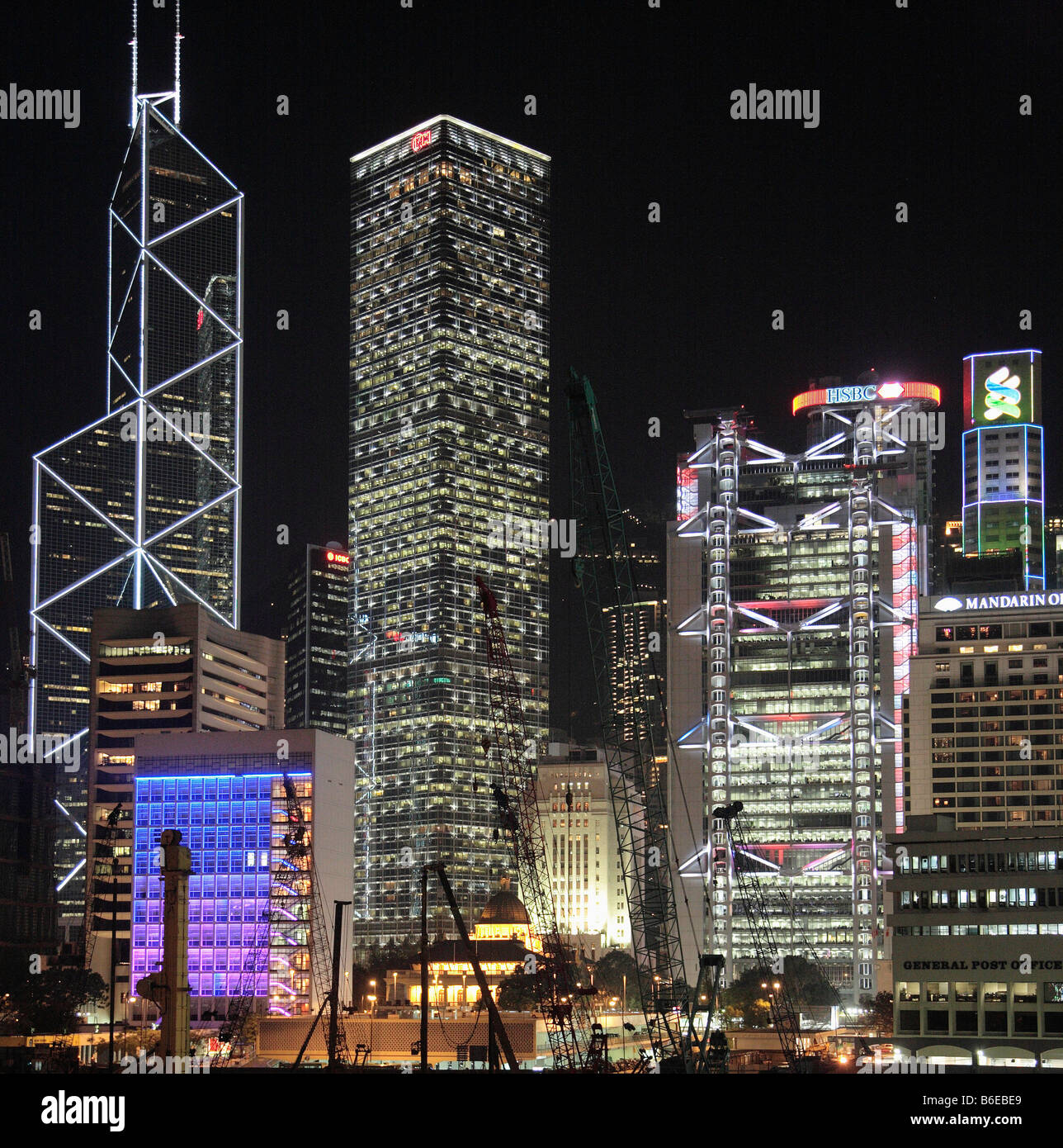 China Hong Kong Central District skyline at night Stock Photo - Alamy
