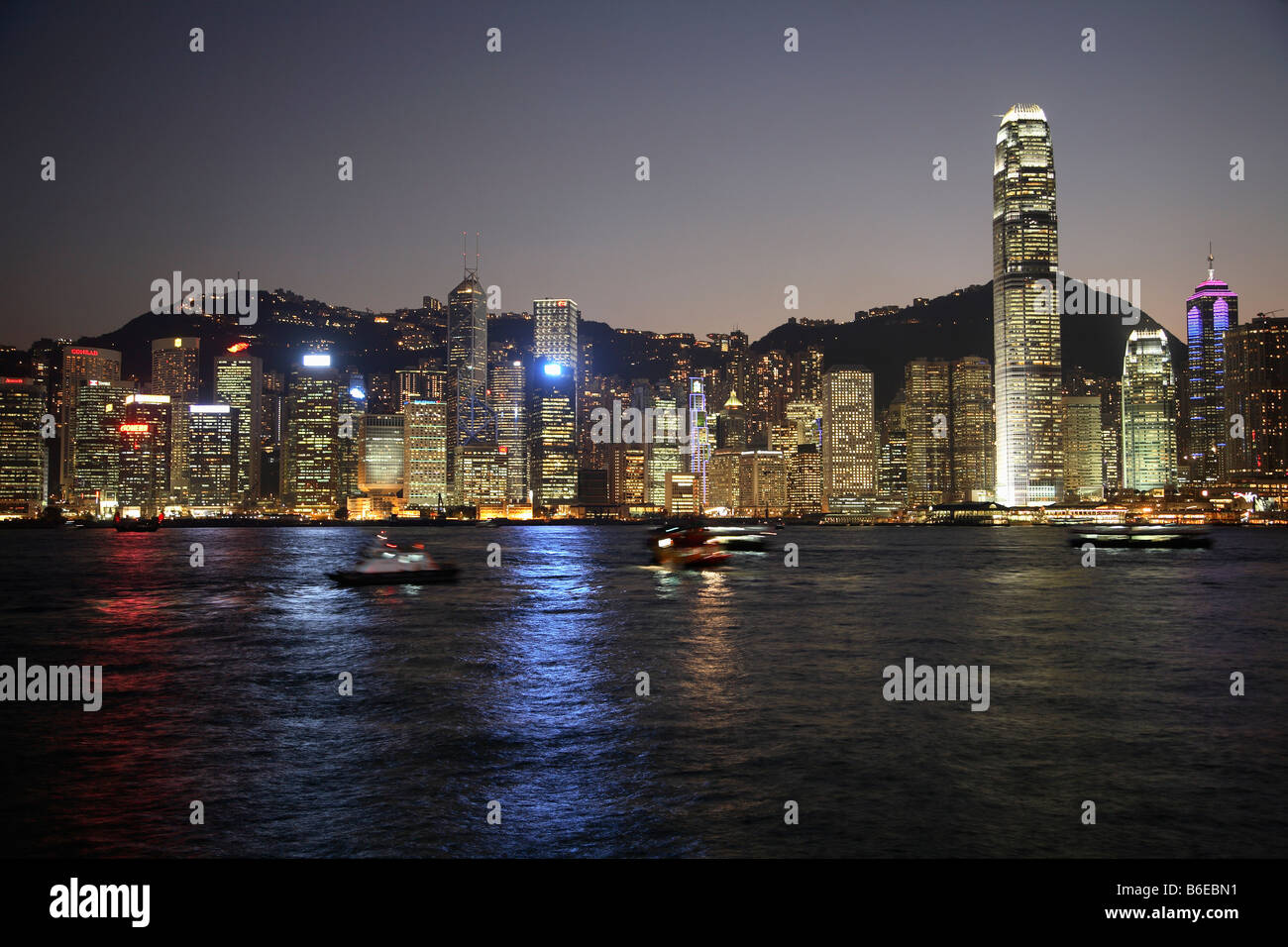 China Hong Kong Central District skyline at night Stock Photo - Alamy