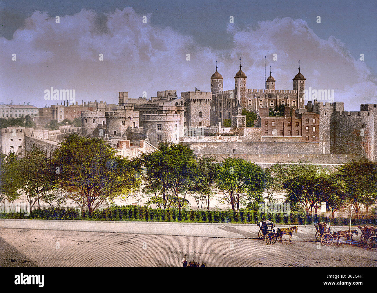 Tower of London, England circa 1890 to 1910 - Carefully restored, re ...