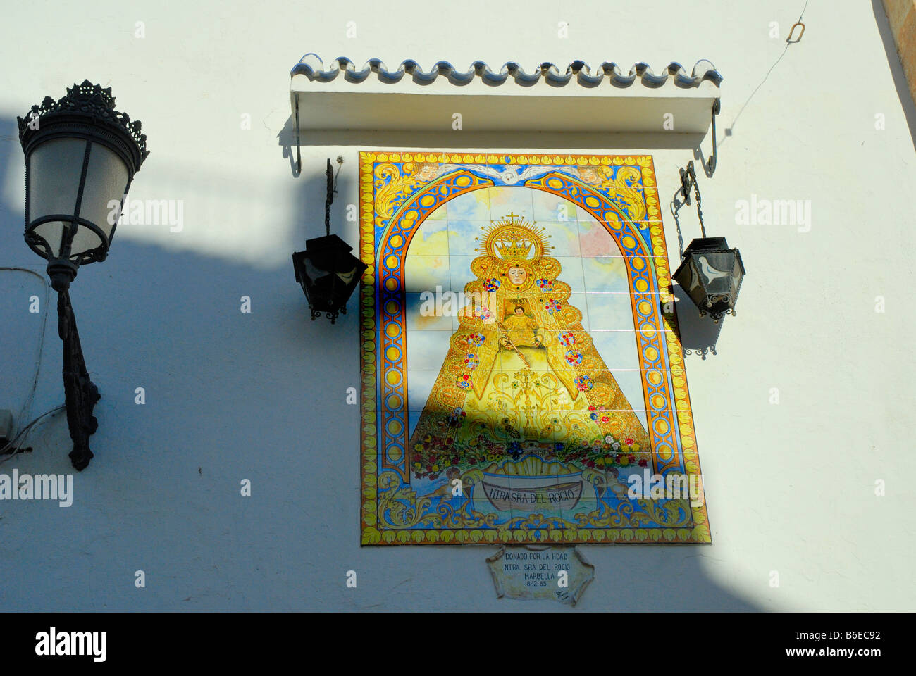 Icon on the wall of the Parish Church in the Old Town of Marbella ...