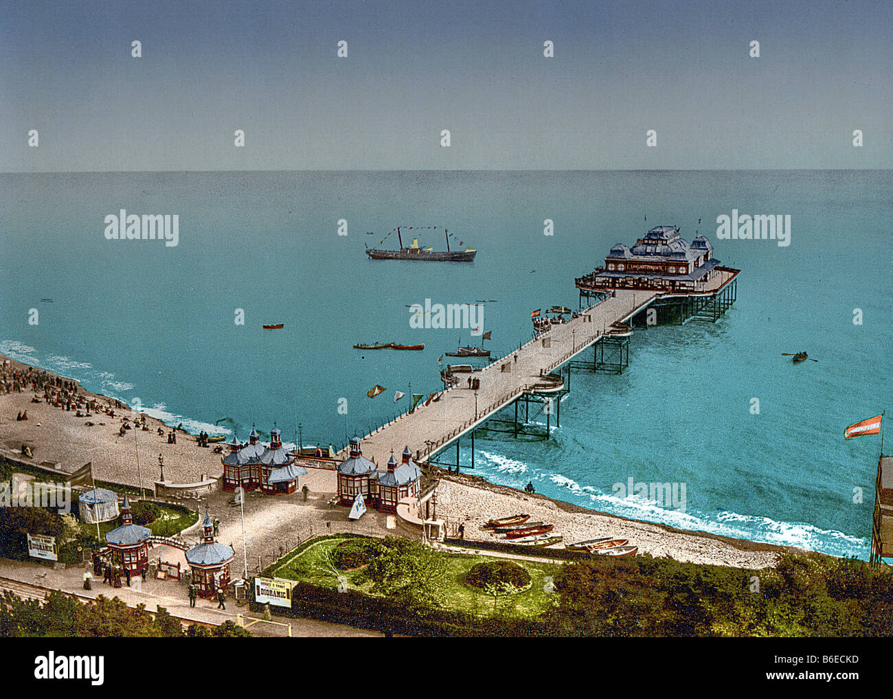 The old Pier, Folkestone, England circa 1890 to 1910- Carefully ...