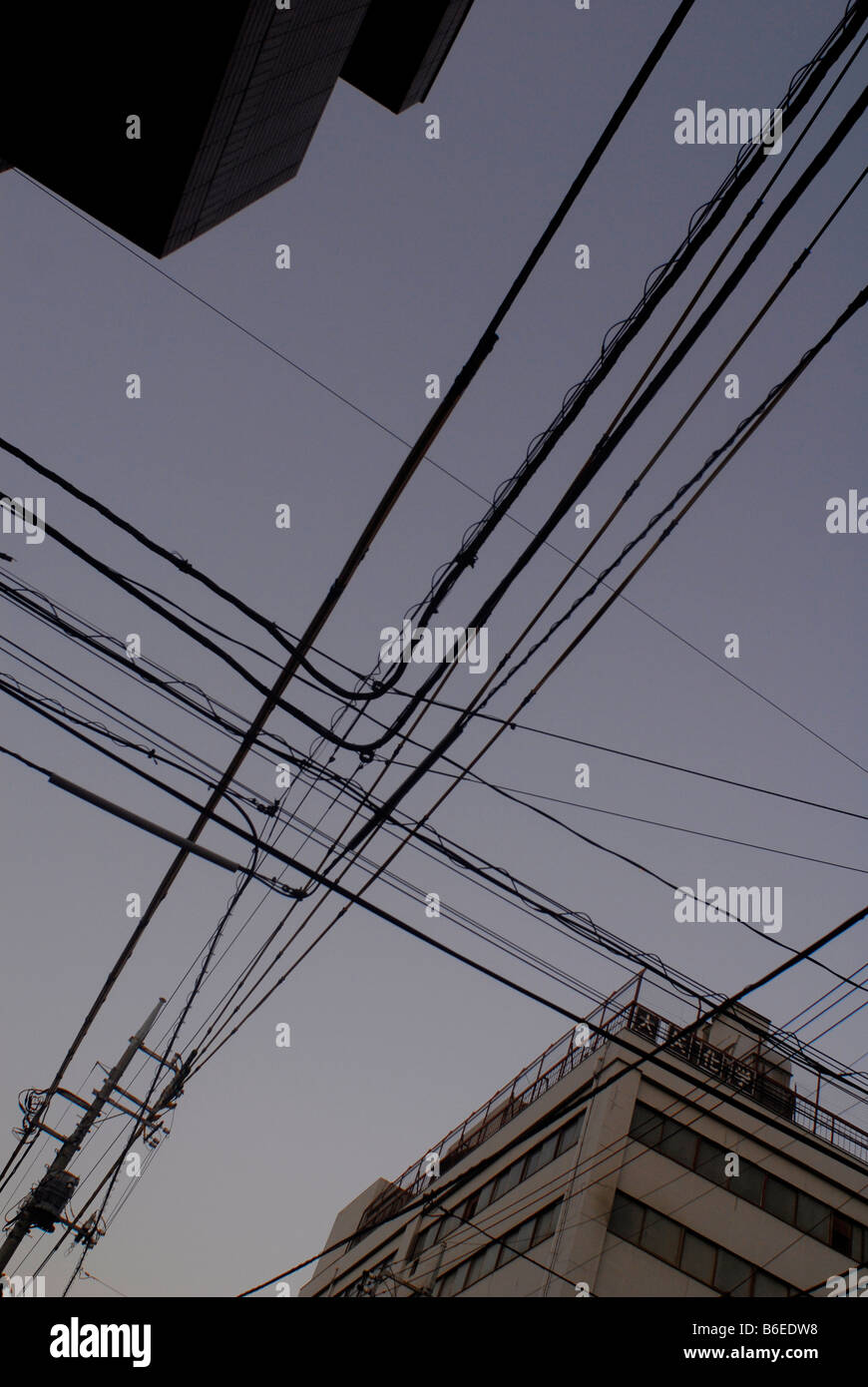 electricity and telephone cable in Meguro district in tokyo , japan ...