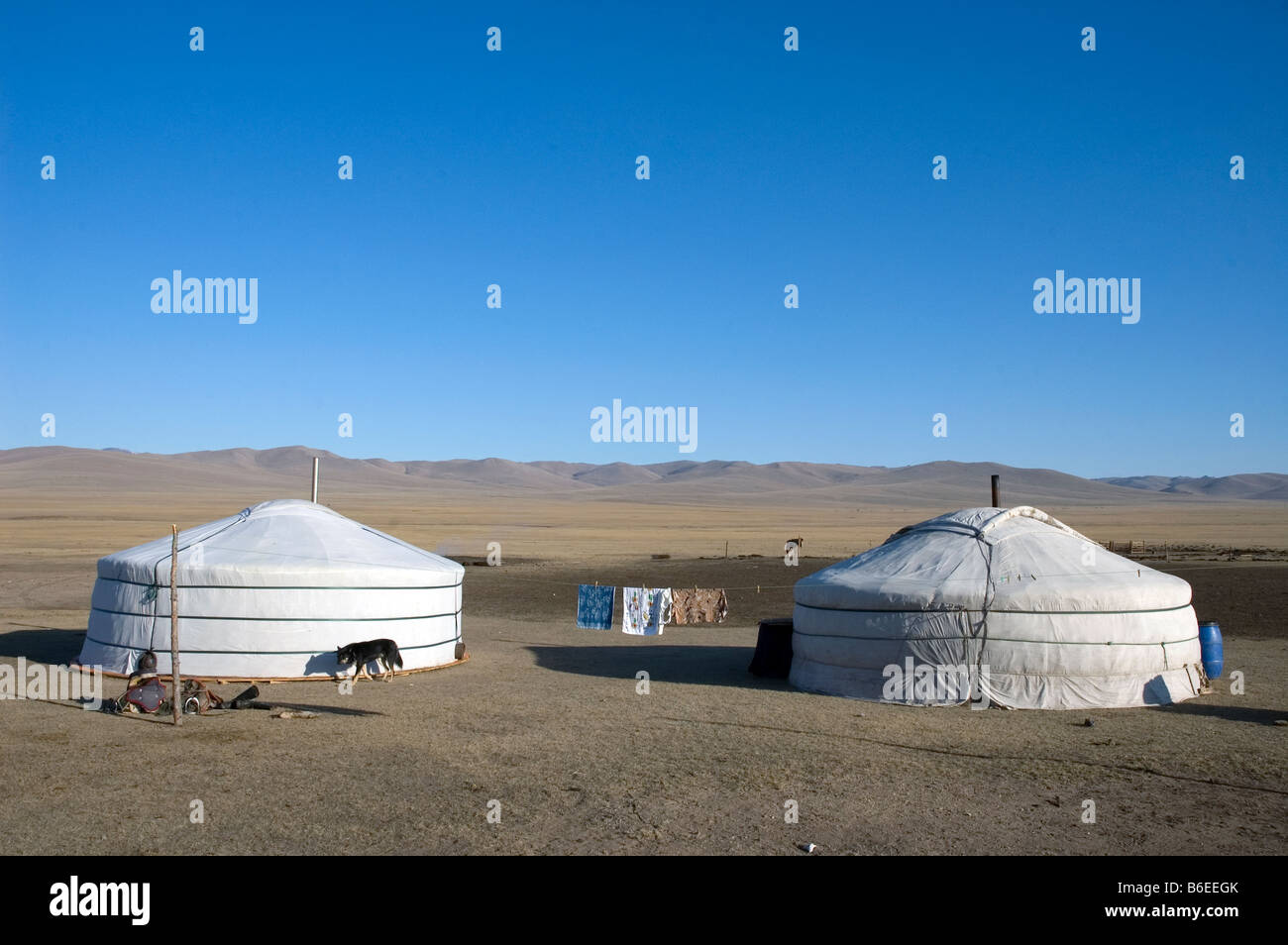 Mongolia. Life on the Steppes. Traditional Ger houses. 2007 Stock Photo ...