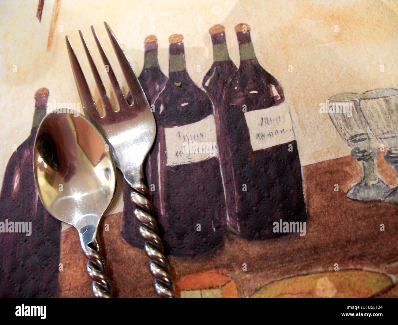 RESTAURANT PLACE SETTING WITH RUSTIC DRAWING Stock Photo - Alamy