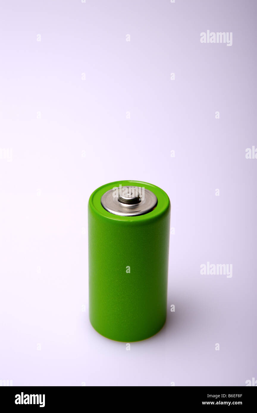 Green battery close up Stock Photo - Alamy