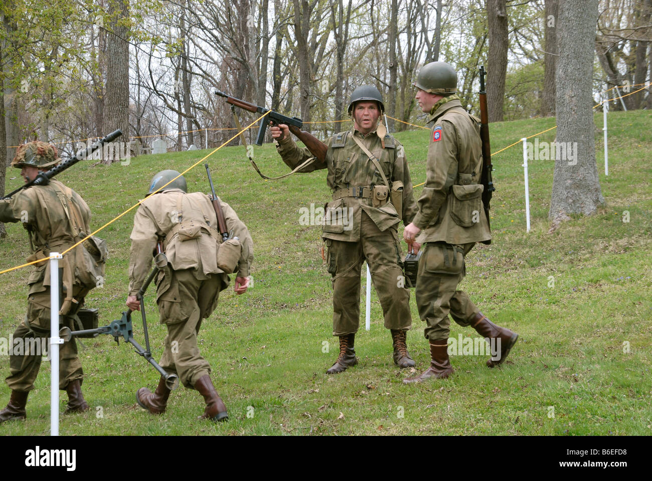 American soldiers in a WWII reenactment in Glendale, Maryland Stock ...