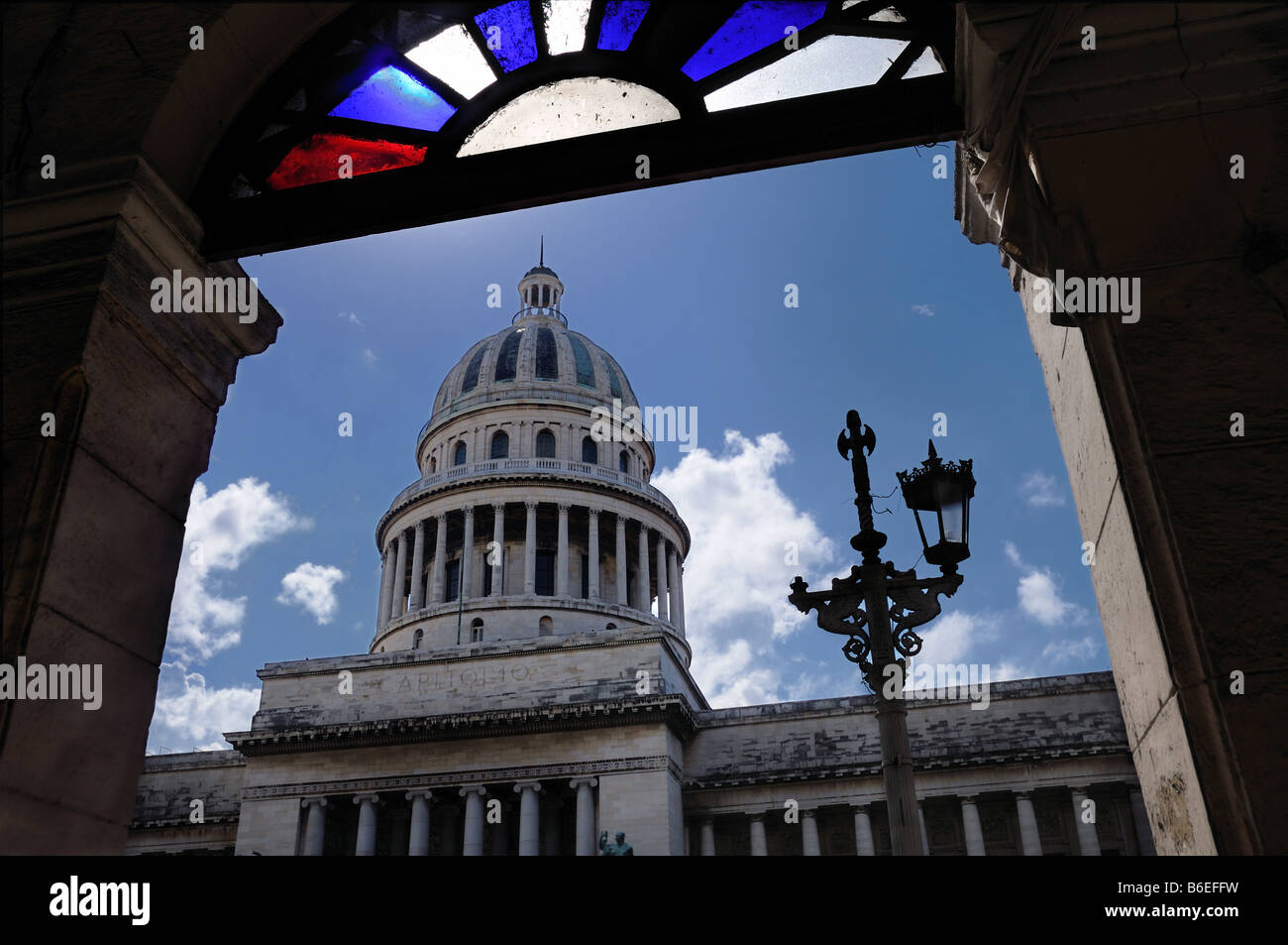 Havana Capitol under typical arch detail Stock Photo - Alamy