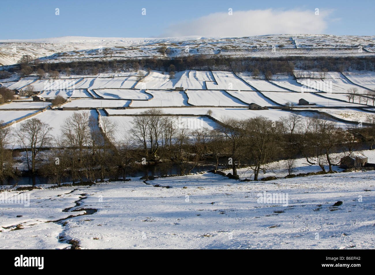 wharfedale winter snow yorkshire dales national park england uk gb ...