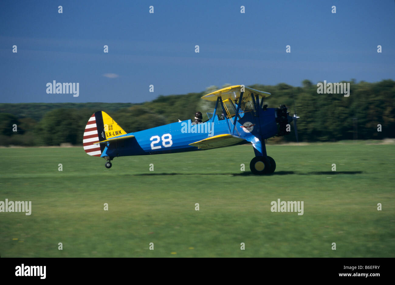 Old american trainer biplane Boeing PT-17 Kaydet / Stearman model 75 ...