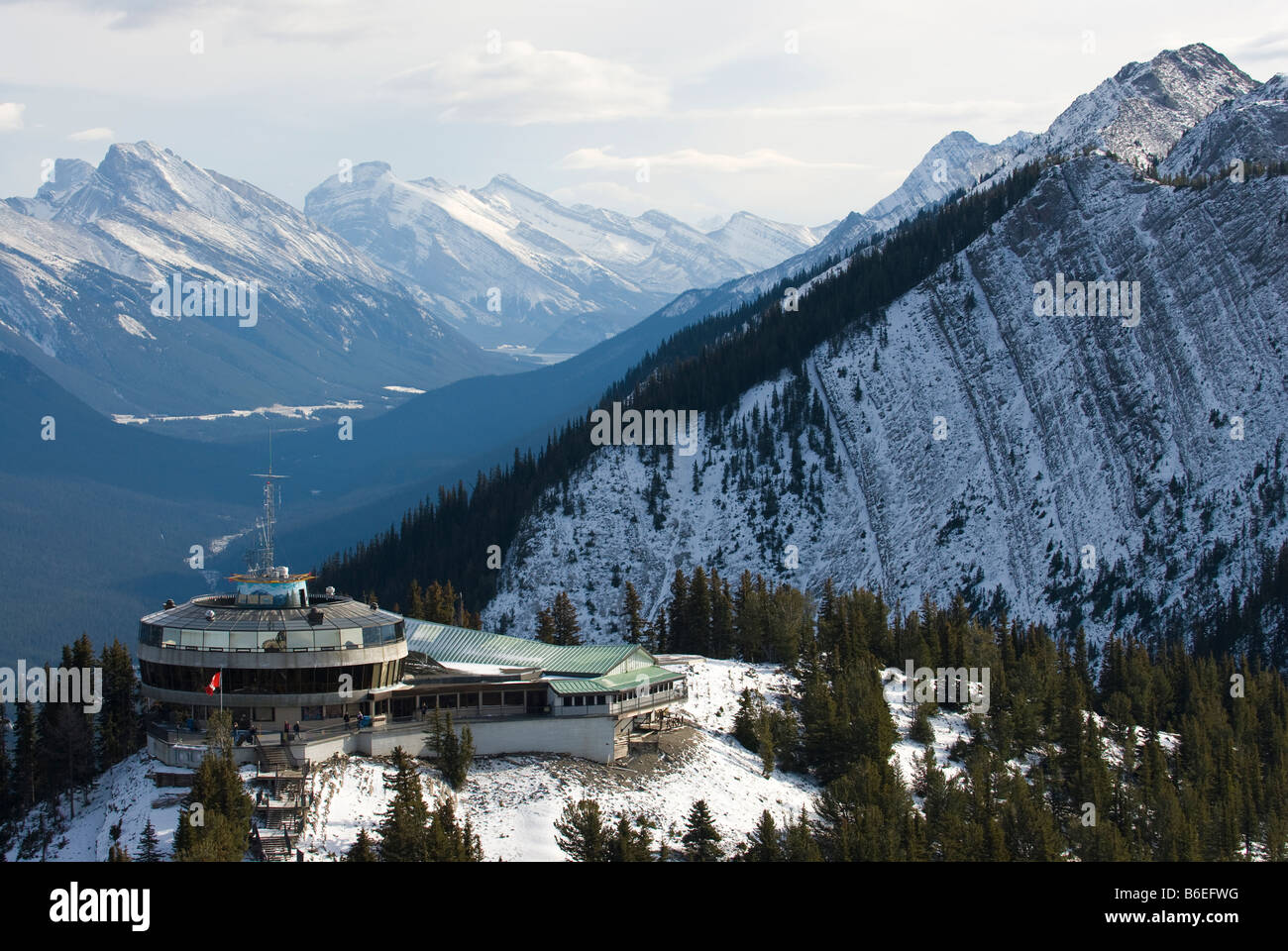 The restaurant/observatory on Sulphur Mounatin in Banff National Park ...