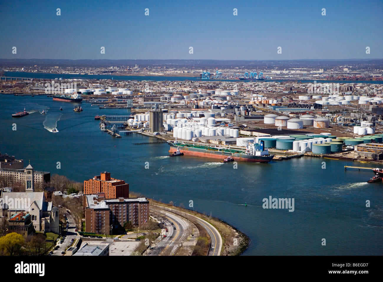 USA, New Jersey. Aerial of oil harbour Stock Photo - Alamy