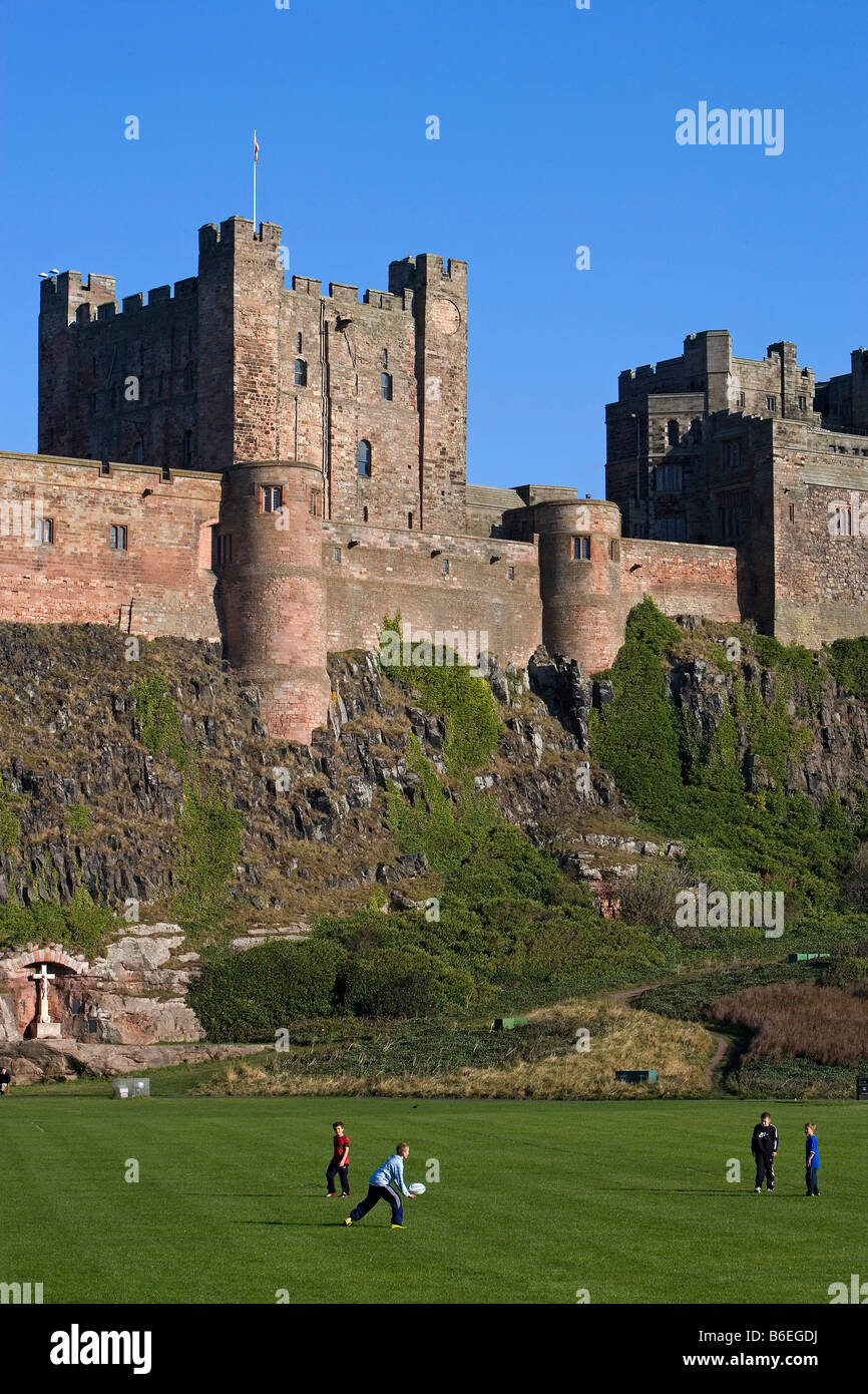 Bamburgh Norman castle restored in the 1890s by the 1st Baron Armstrong ...