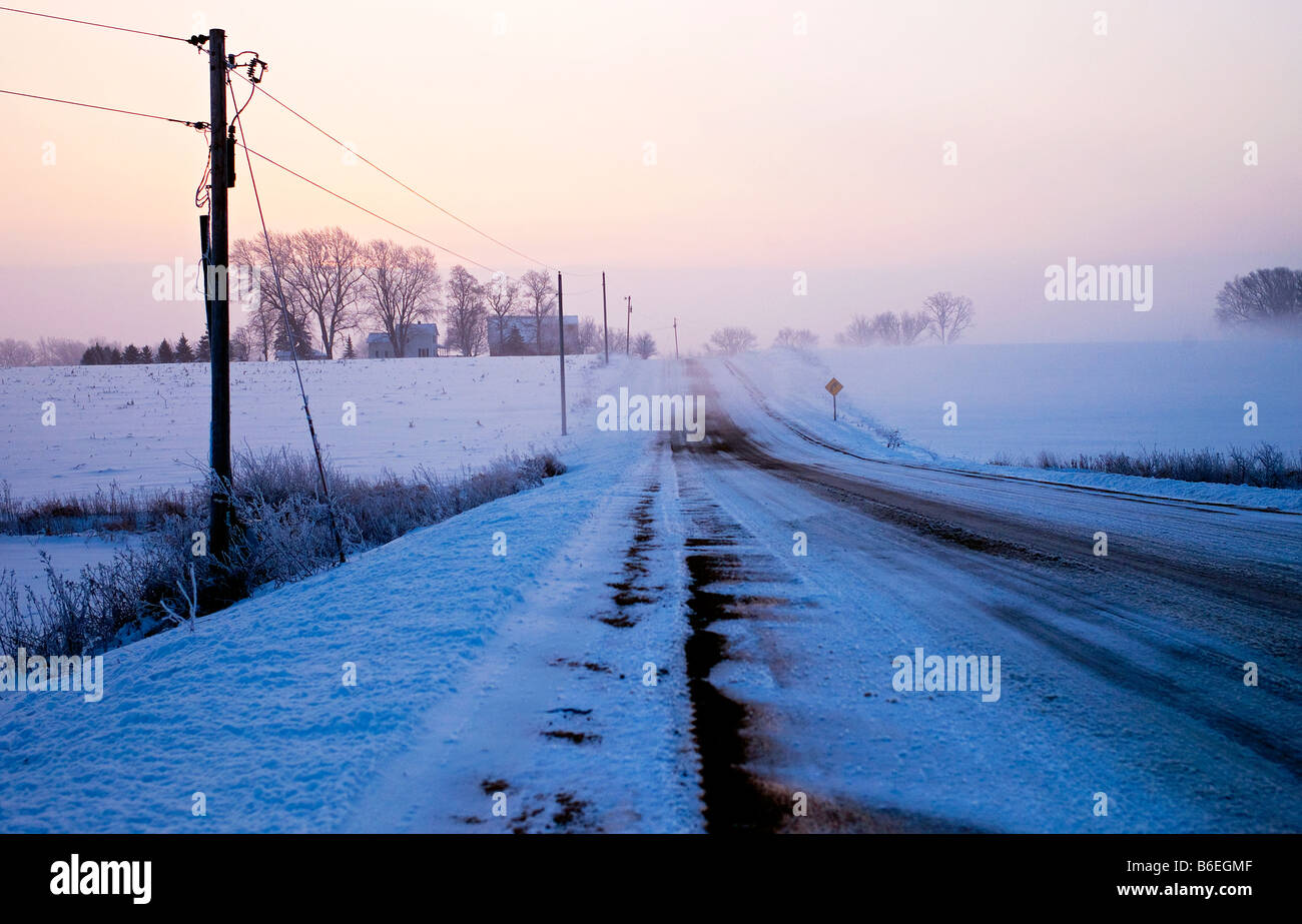A cold morning along an rural area north of Columbus Wisconsin Stock ...