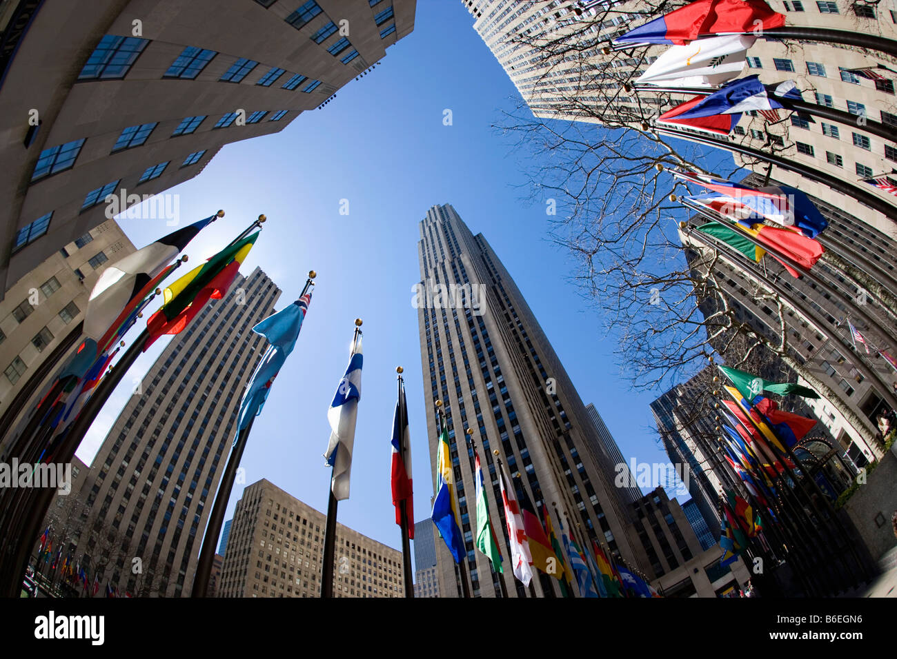 USA, New York, Manhattan, Rockefeller Center and flags Stock Photo - Alamy