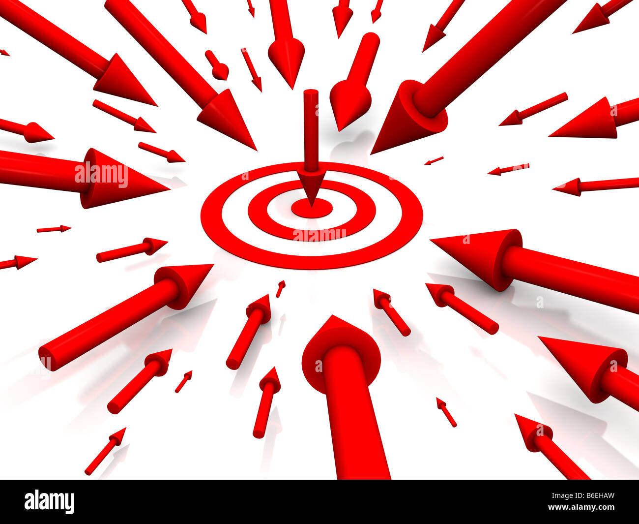 Row Red target with arrow on white Stock Photo - Alamy