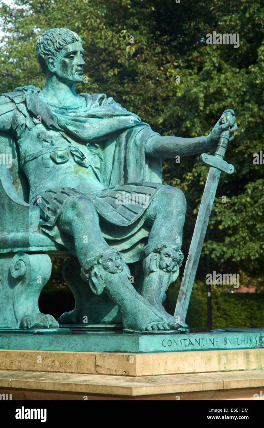 Bronze statue of Constantine the Great sited next to York Minster Stock ...