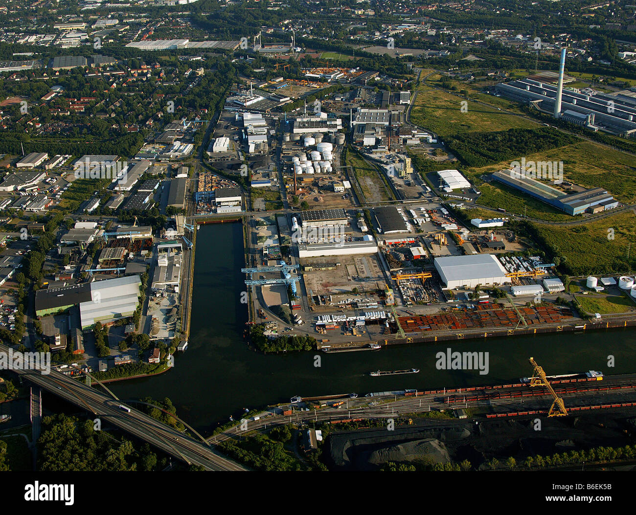 Aerial picture, Essen City Harbour, Bergeborbeck, Essen-North, Ruhr ...