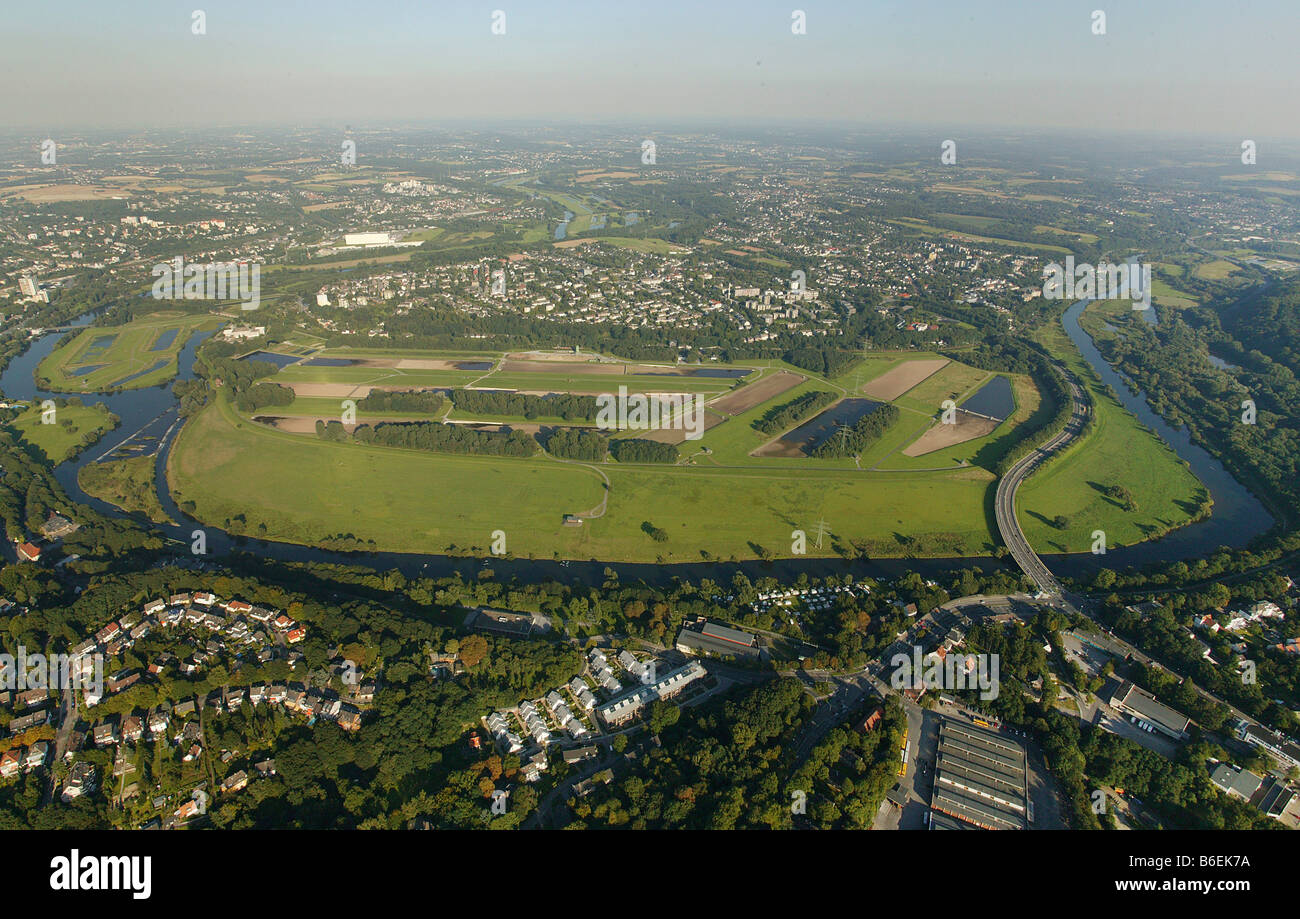 Aerial picture, Waterworks Essen, water filter, Ruhr, Ueberruhr with ...