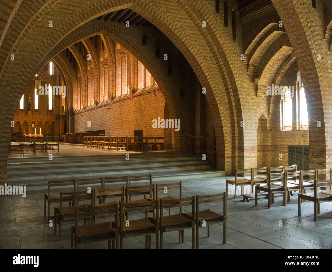 Interior, Quarr Abbey, Isle of Wight, UK, a Benedictine abbey founded ...