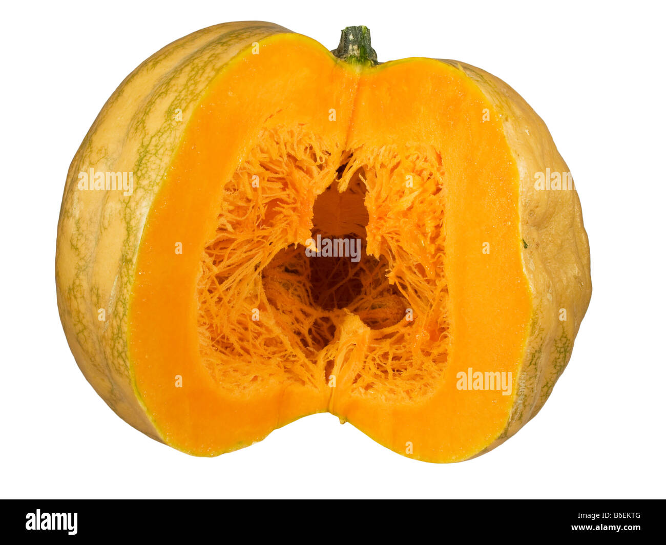 big round orange pumpkin sliced in half Stock Photo - Alamy