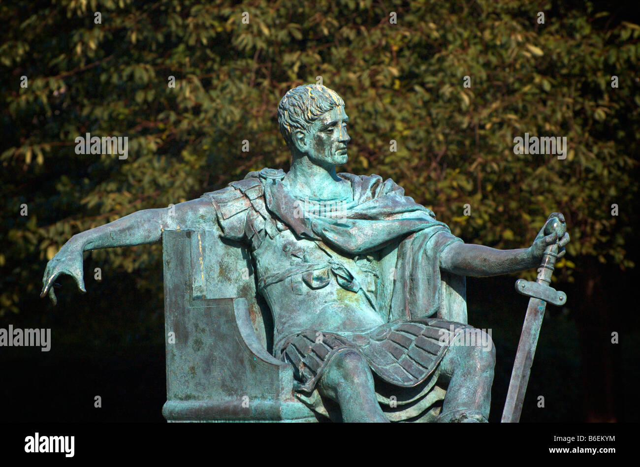 Bronze statue of Constantine the Great sited next to York Minster Stock ...
