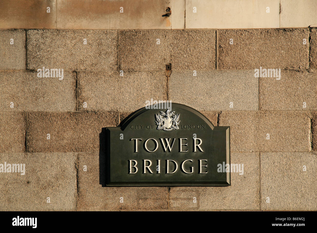 'Tower Bridge' name plate on archway, Tower Bridge, London Stock Photo ...