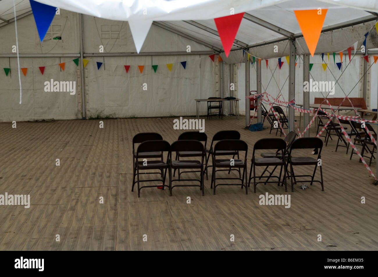 Empty marquee with chairs inside Ollerton near Nottingham ...