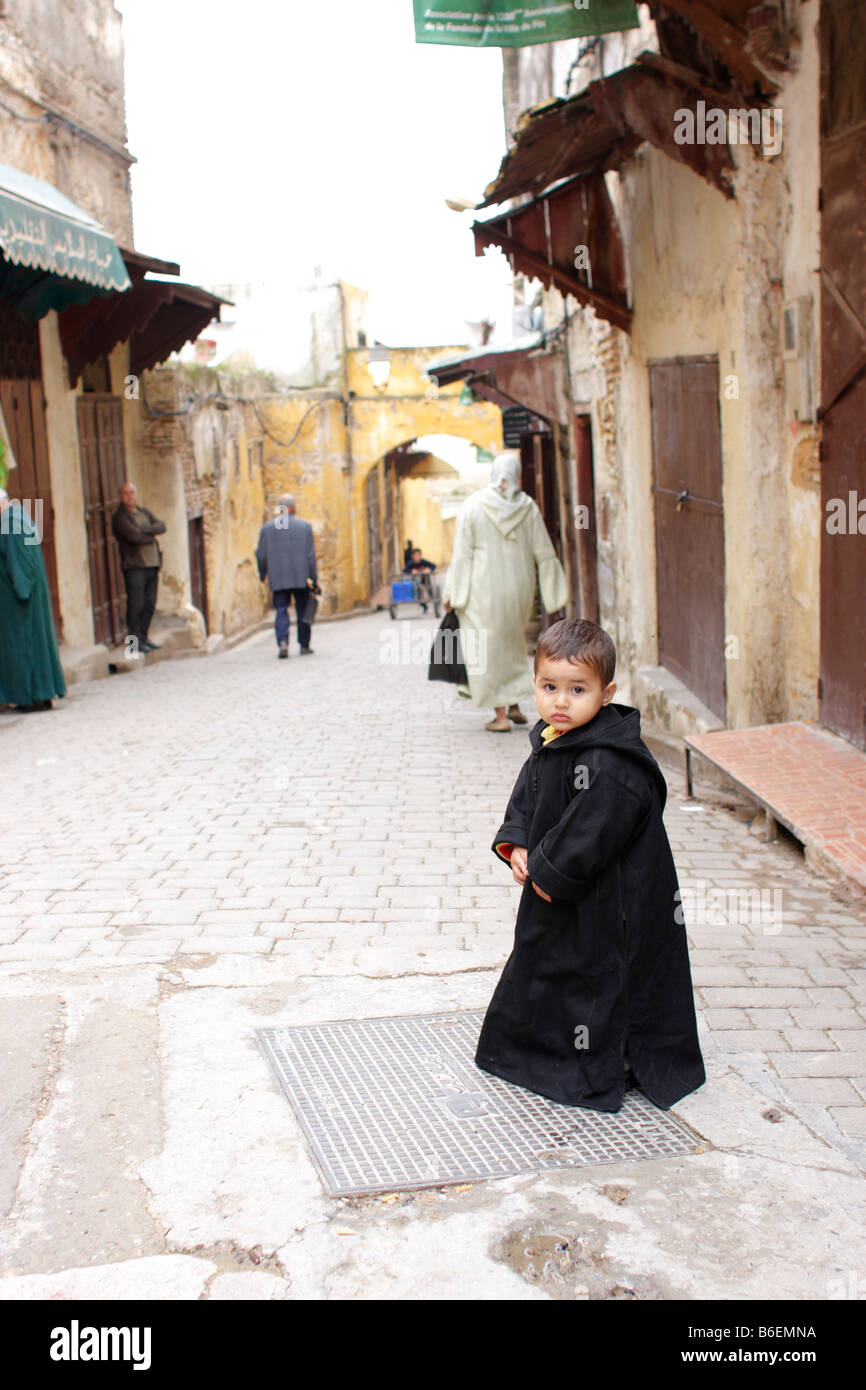 Boy in Moroccan clothes, medina, Fes, Morocco Stock Photo - Alamy