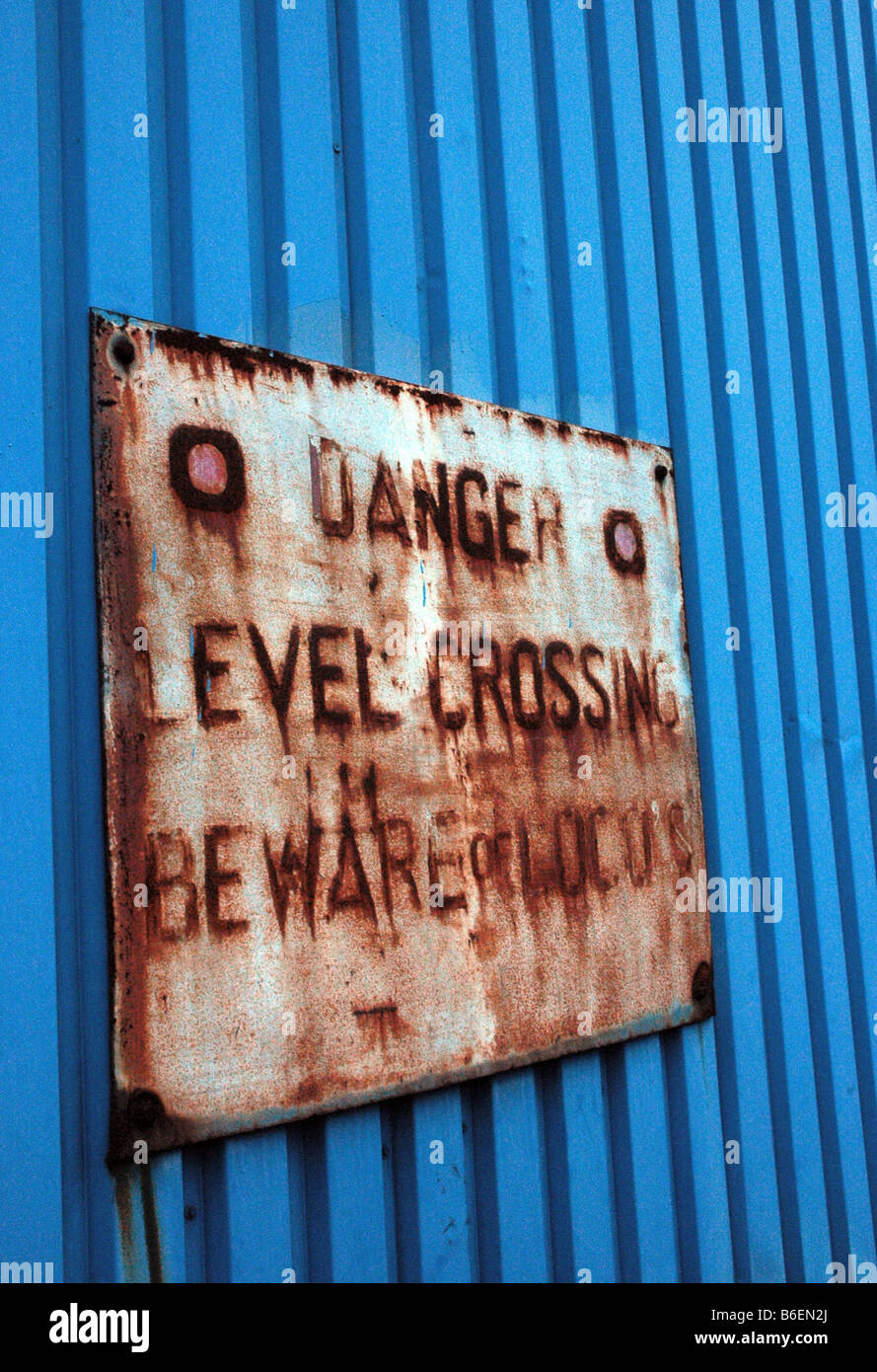 Beware of trains old sign hi-res stock photography and images - Alamy