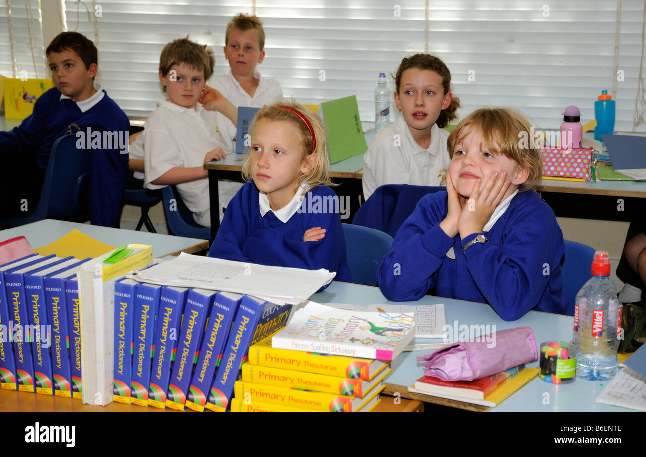 Primary pupils at their desks during a lesson Stock Photo - Alamy