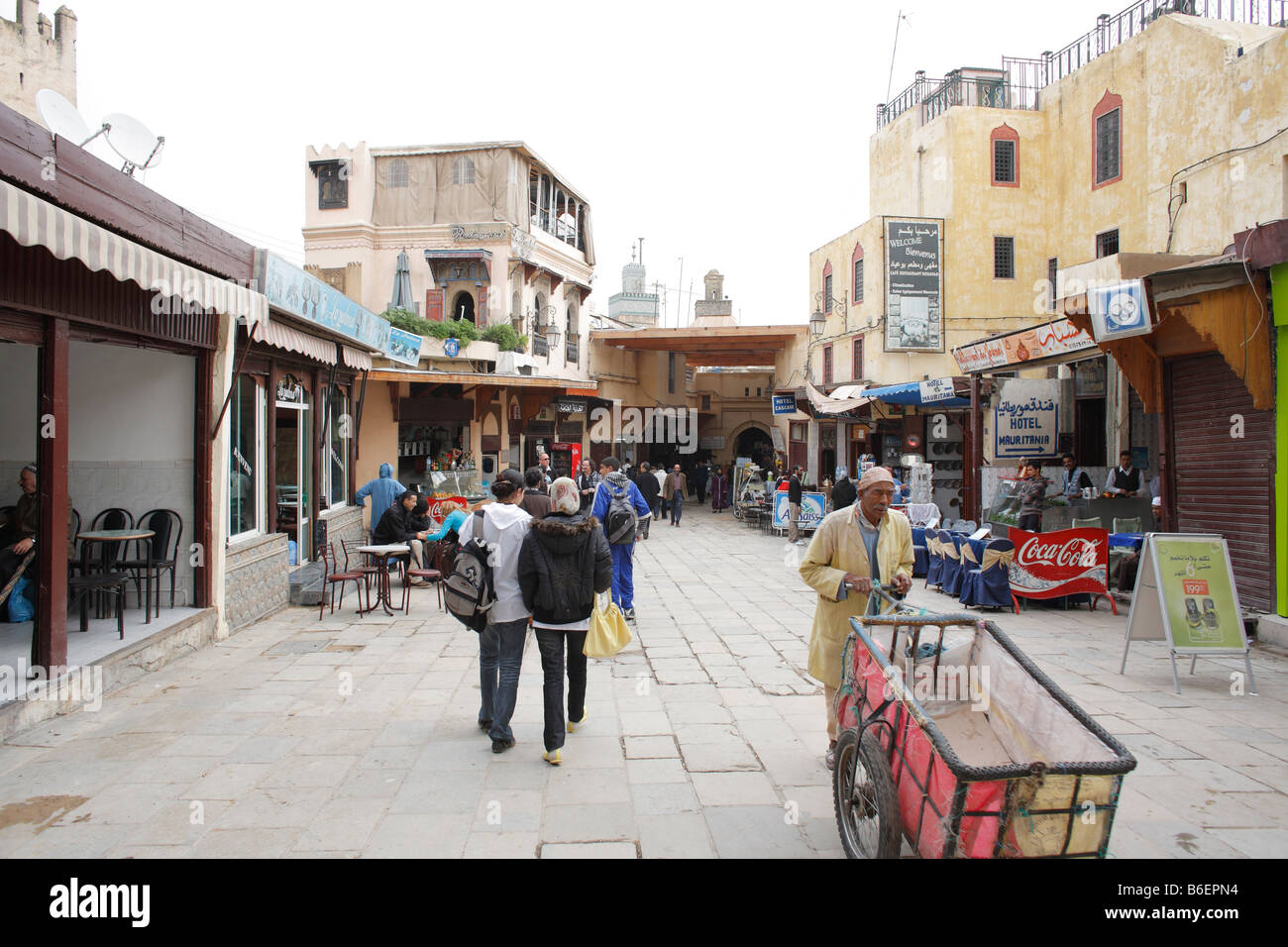 People walking on a street in medina, Fes, Morocco, Africa Stock Photo ...
