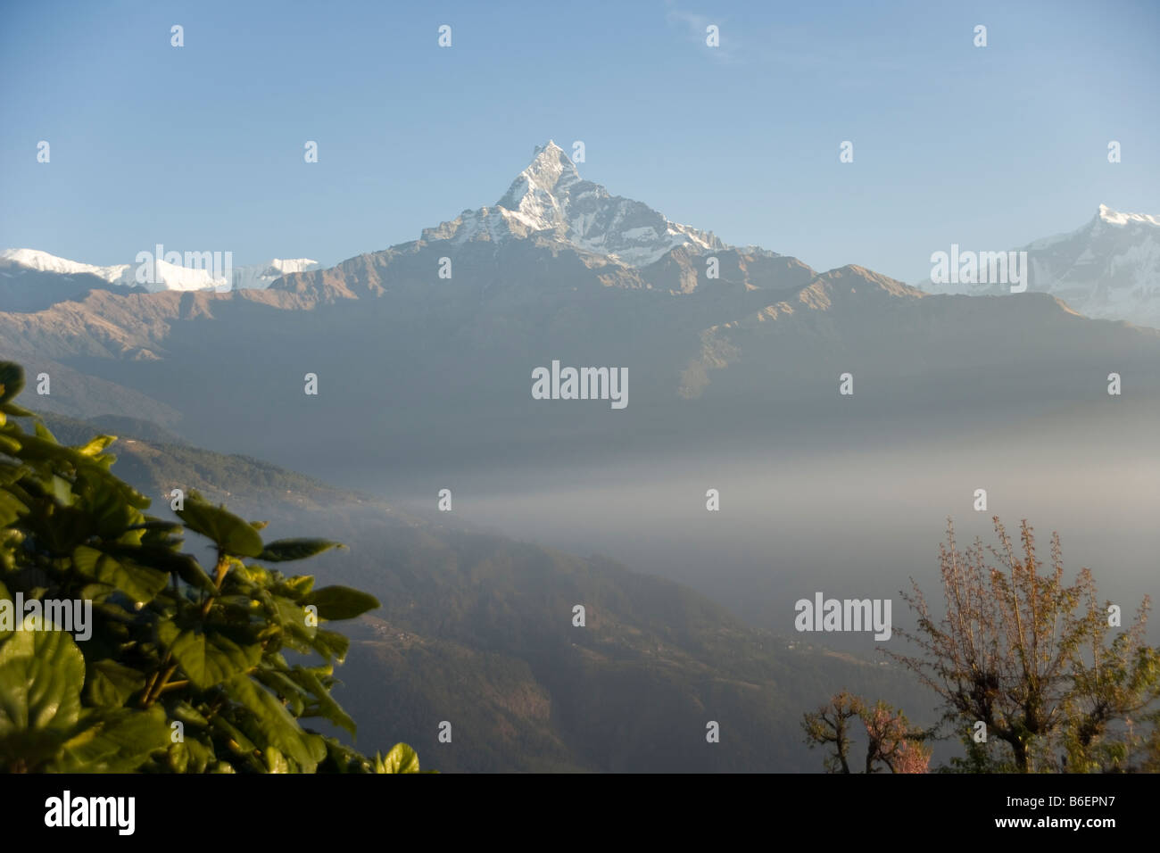 Dawn over Fishtail Mountain from the Ker and Downey Dhampus Lodge in ...